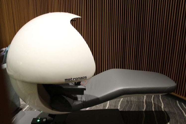 Futuristic nap pod at Health and Medical Center - MetroNaps